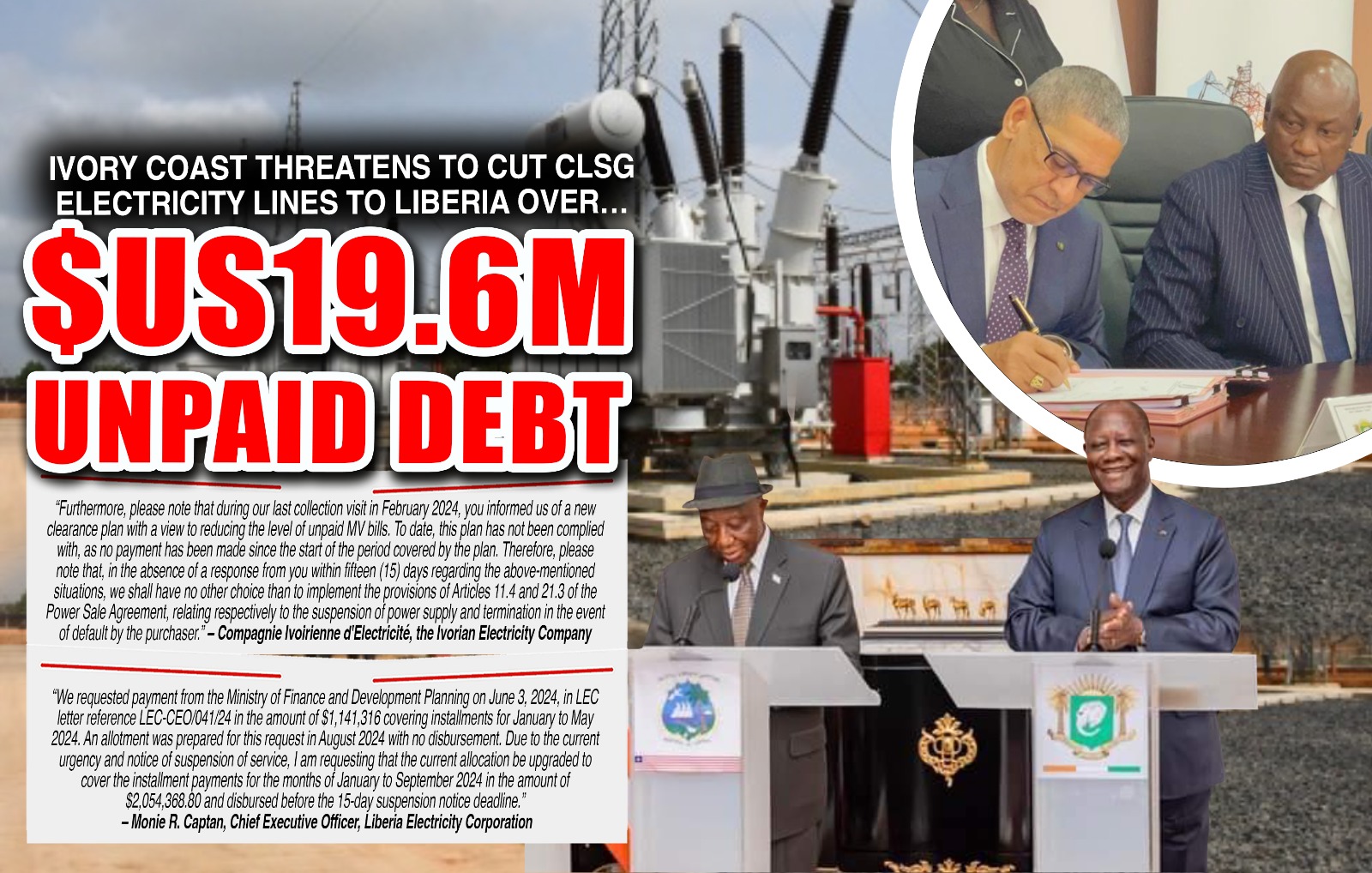 Ivory Coast Threatens to Cut CLSG Electricity Lines Over $US19.6M ...